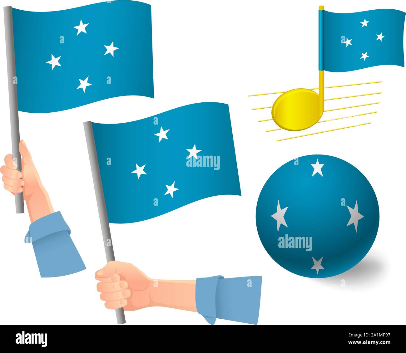 Micronesia flag icon set. National flag of Micronesia vector ...