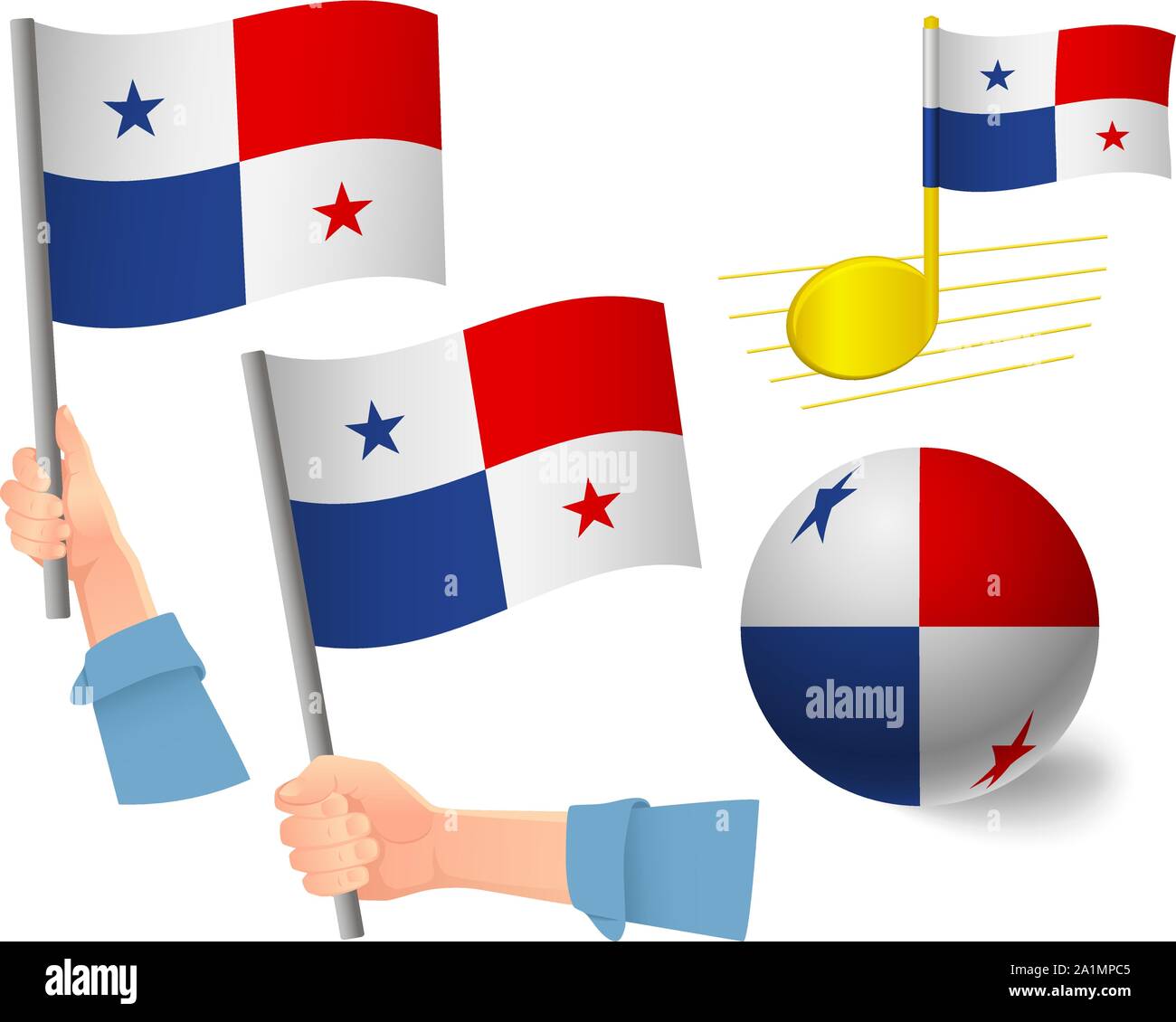 Panama flag icon set. National flag of Panama vector illustration Stock ...