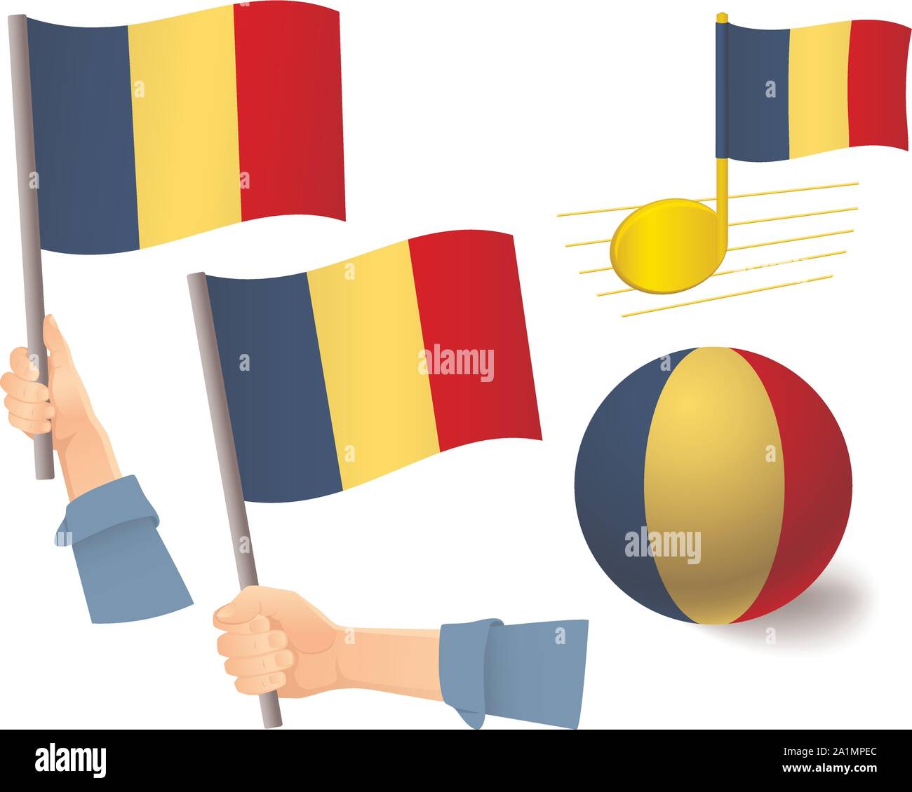 Romania flag icon set. National flag of Romania vector illustration ...