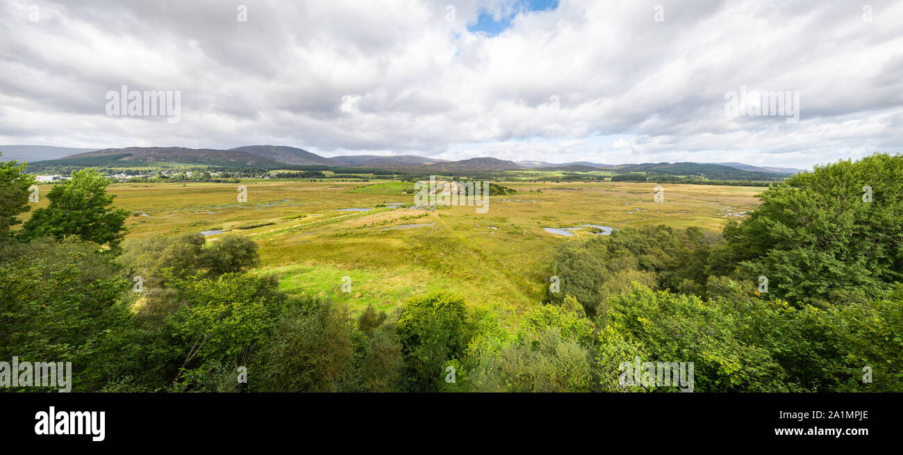 Panorama of RSPB Insh Marshes, Highlands, Scotland Stock Photo - Alamy