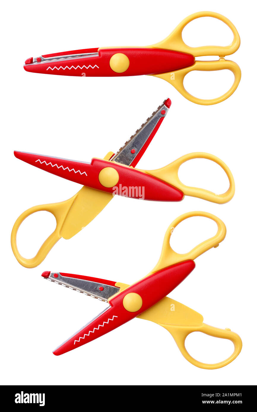 Fancy colourful scissors on the white background Stock Photo - Alamy