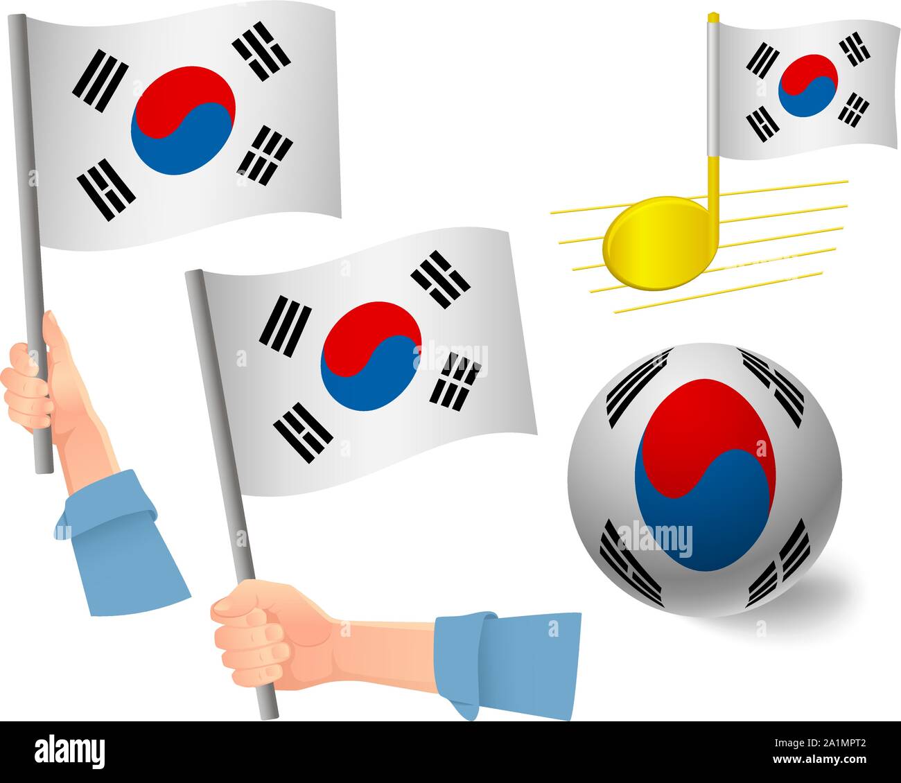 South korea flag icon set. National flag of South korea vector ...