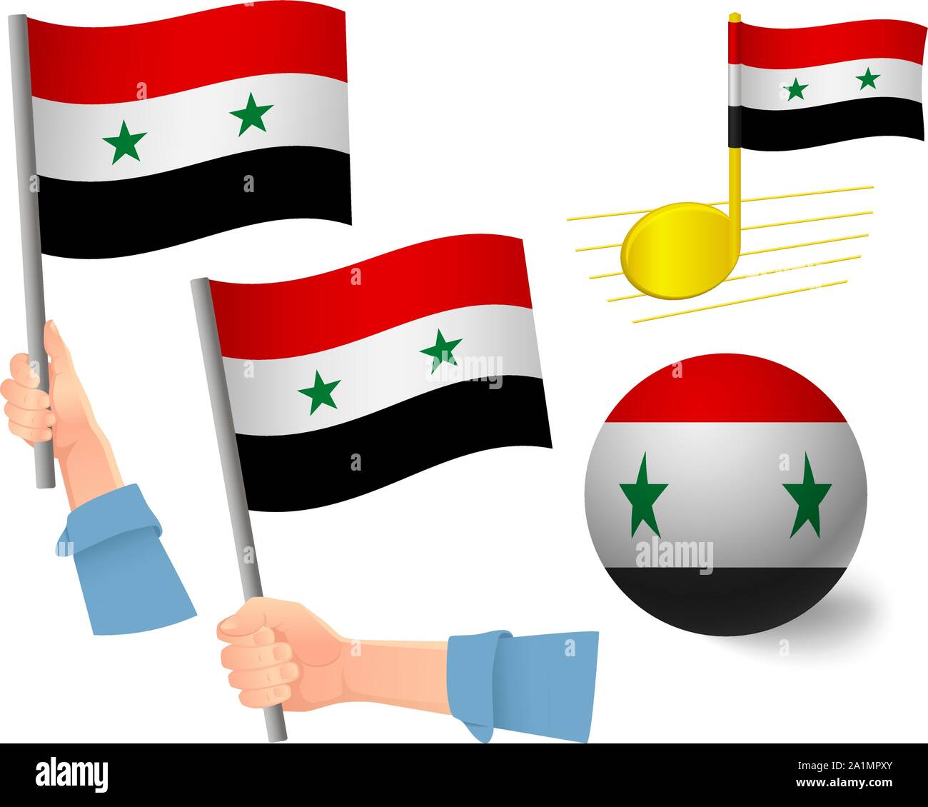 Syria flag icon set. National flag of Syria vector illustration Stock ...