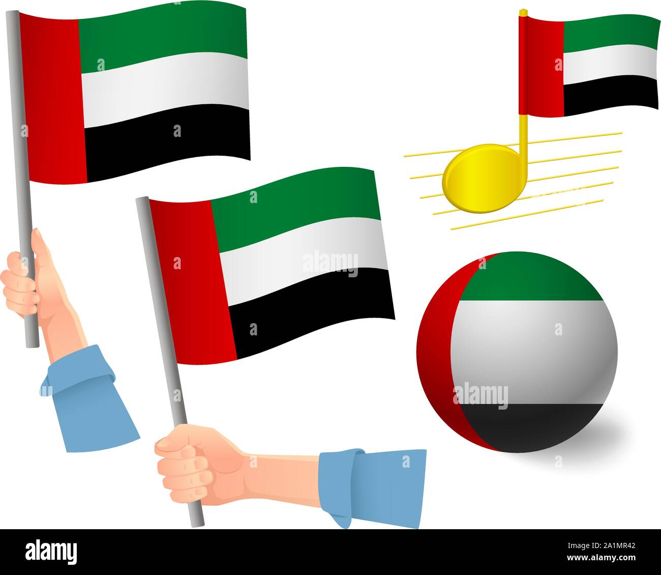 United arab emirates flag icon set. National flag of United arab vector ...