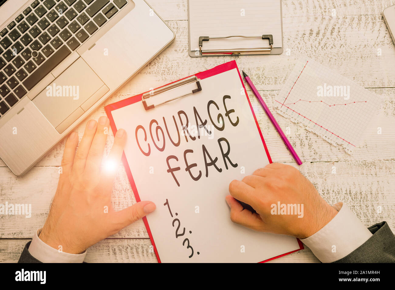 Handwriting text writing Courage Fear. Conceptual photo quality of mind ...