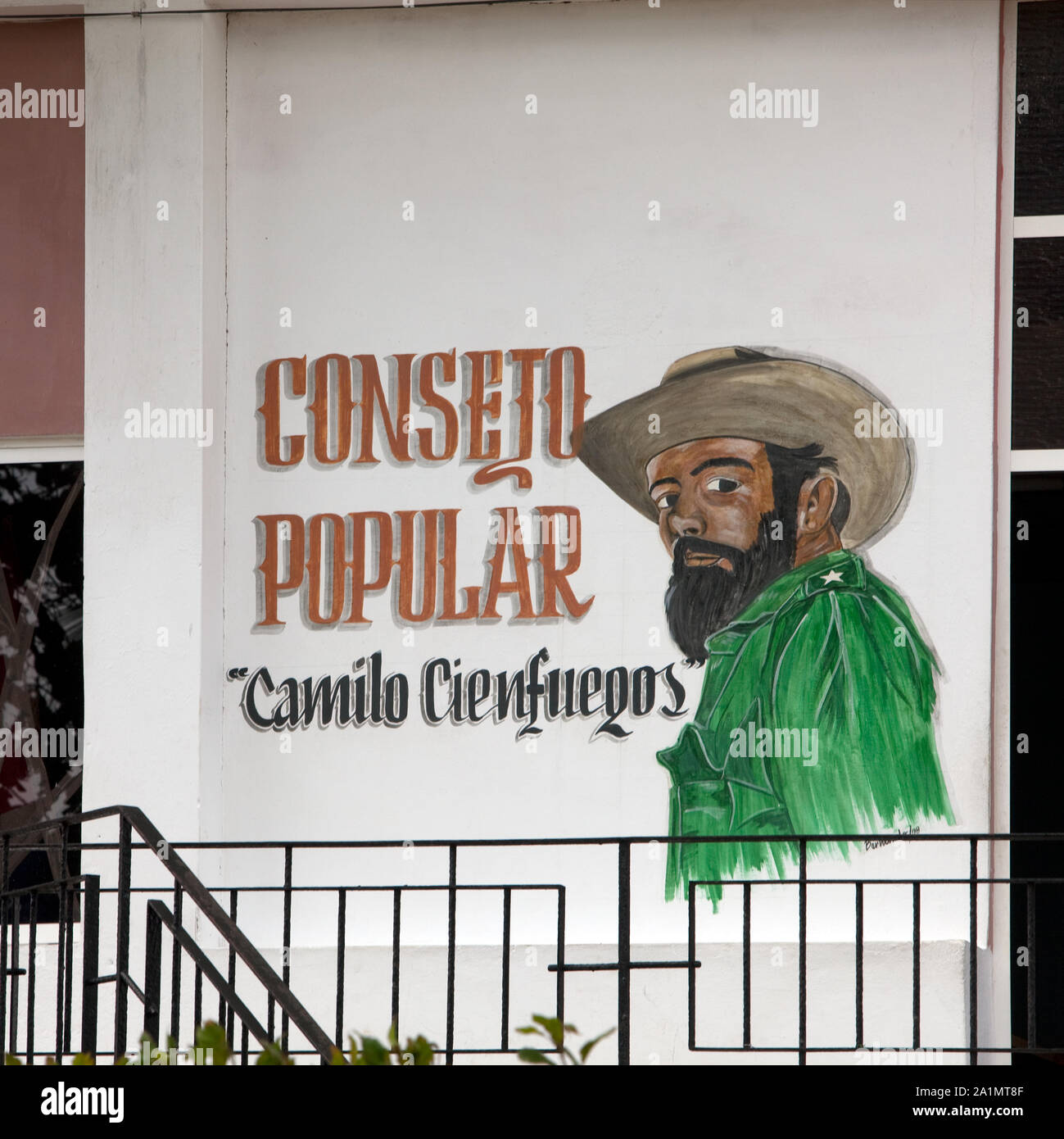 One of the Cuban revolutionary leaders Camilo Cienfuegos depicted in a ...
