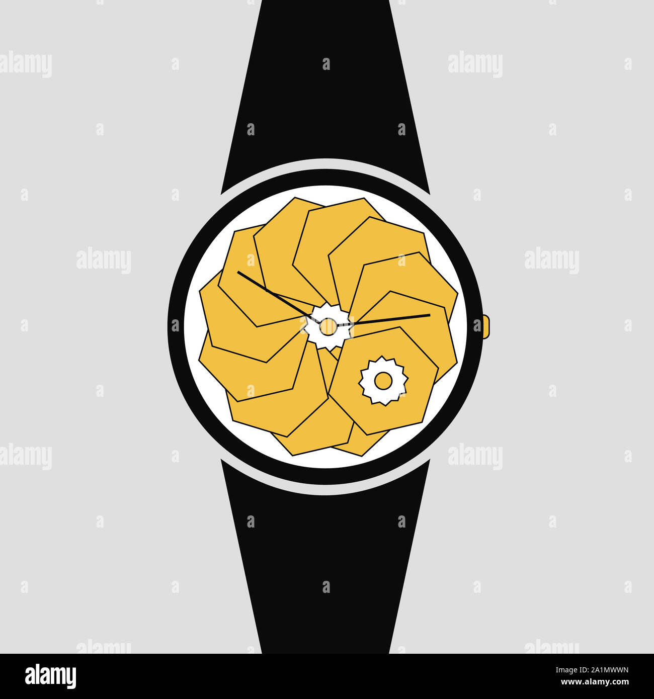 Vector analog clock on a wrist icon. Symbol of time management ...