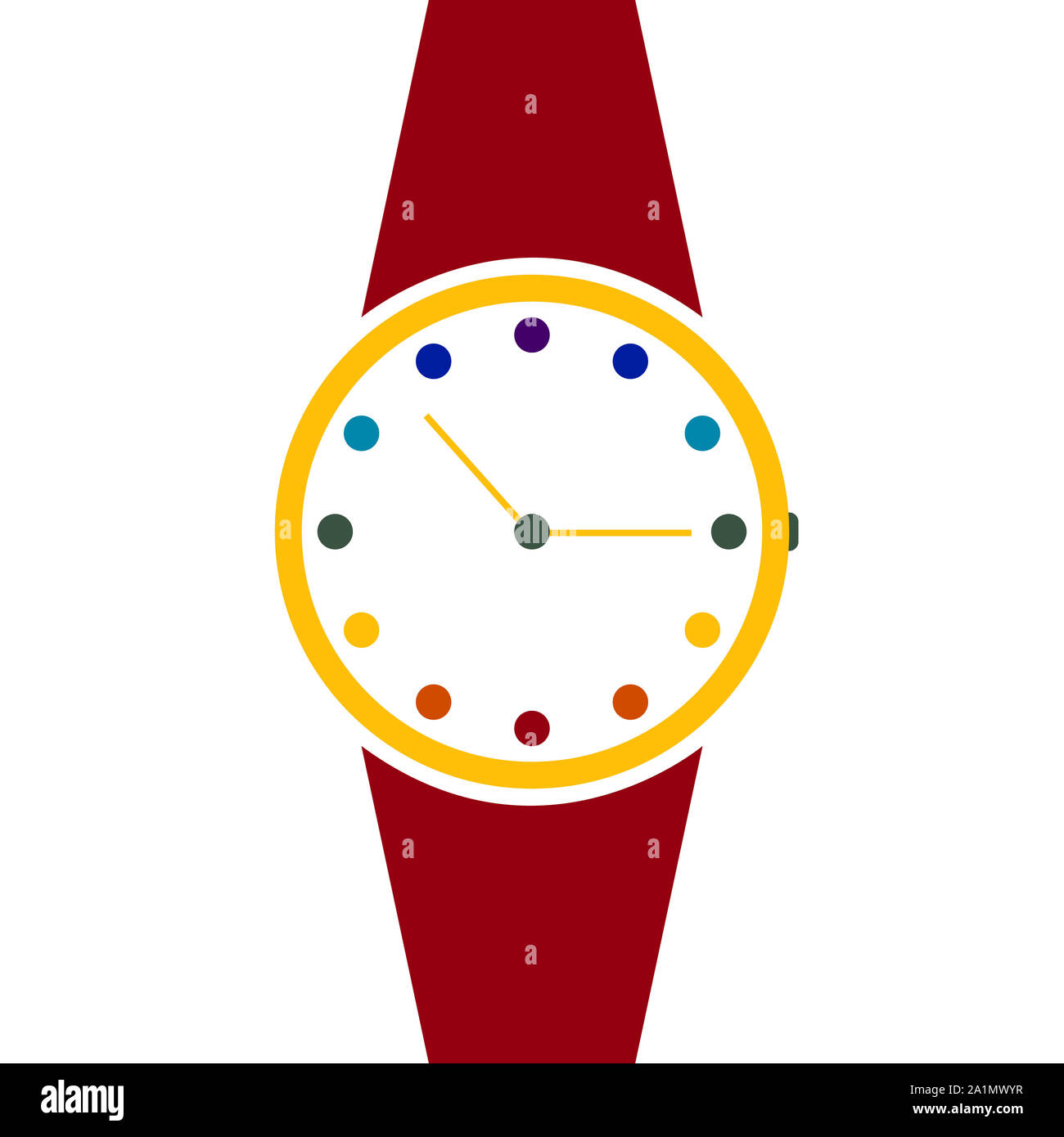 Vector analog clock on a wrist icon. Symbol of time management ...