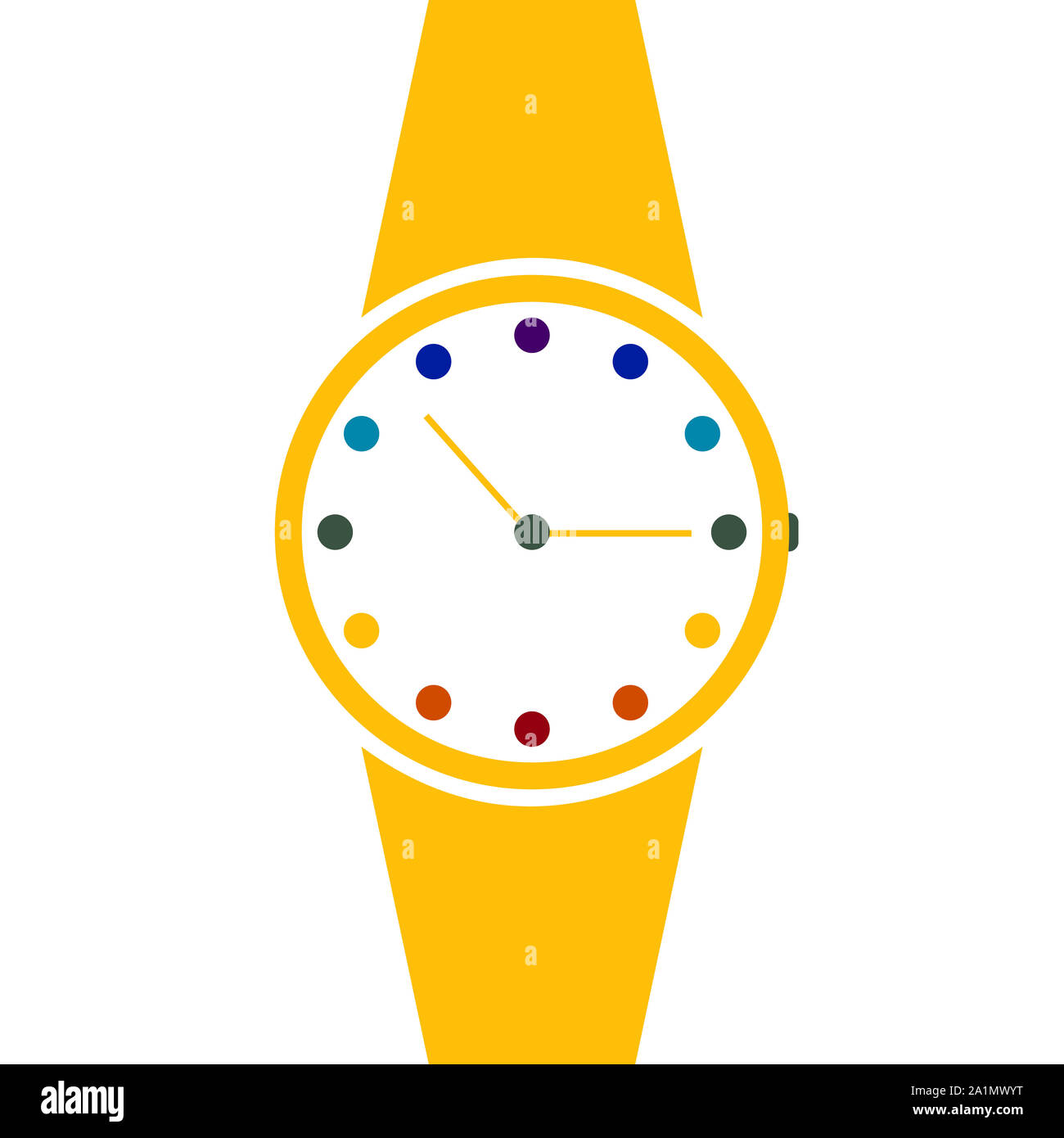 Vector analog clock on a wrist icon. Symbol of time management ...