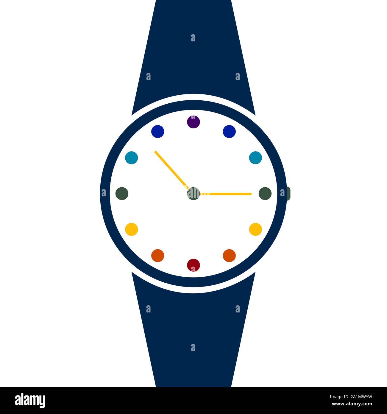 Vector analog clock on a wrist icon. Symbol of time management ...