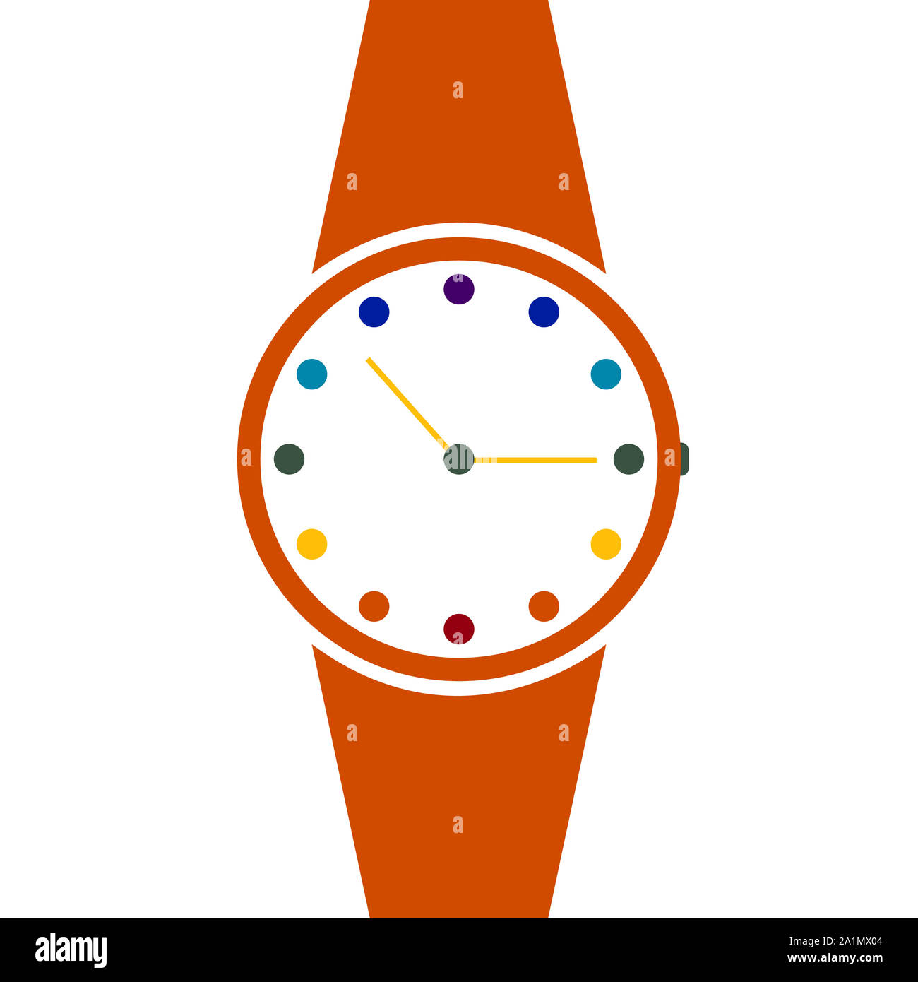 Vector analog clock on a wrist icon. Symbol of time management ...