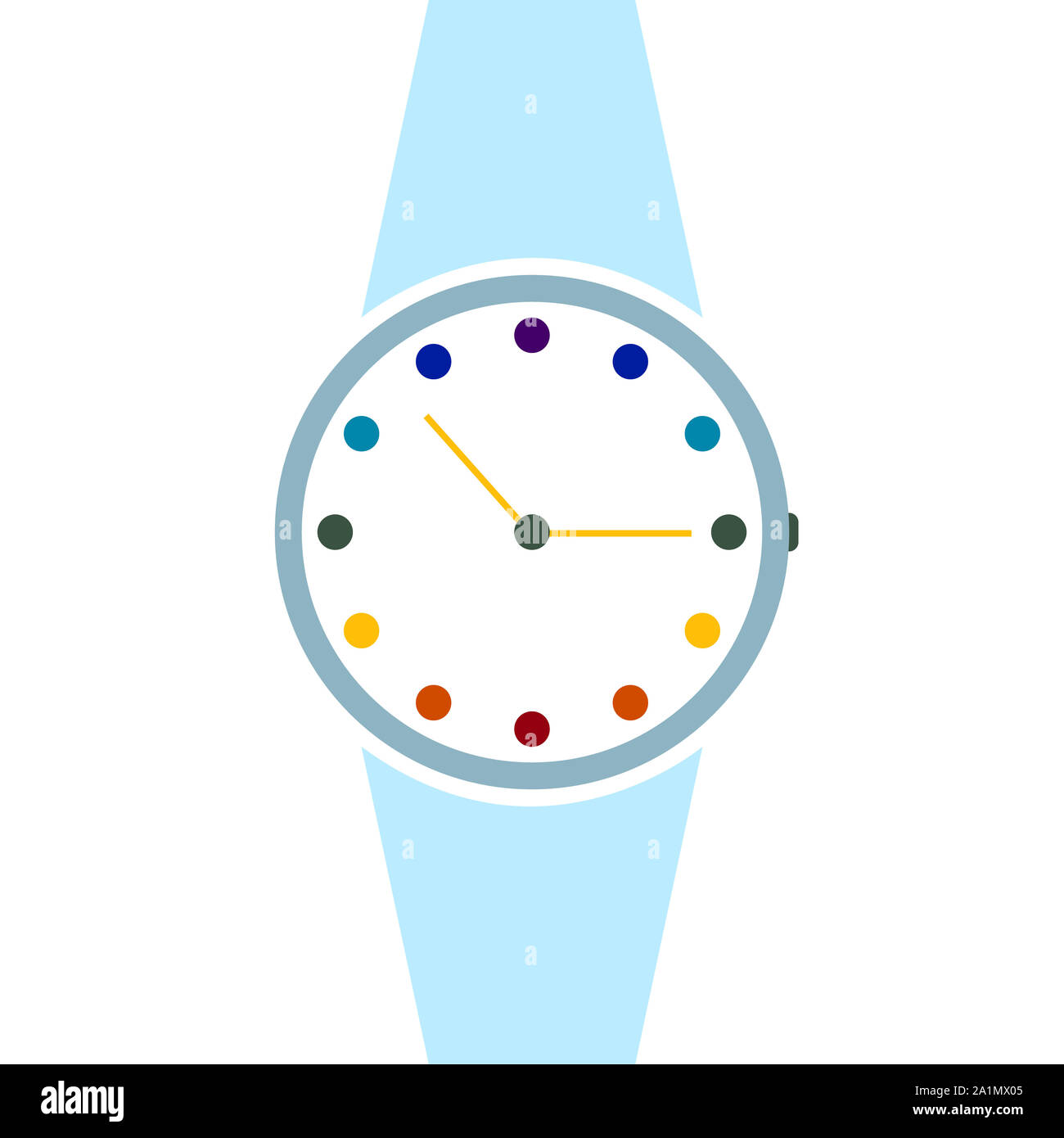 Vector analog clock on a wrist icon. Symbol of time management ...