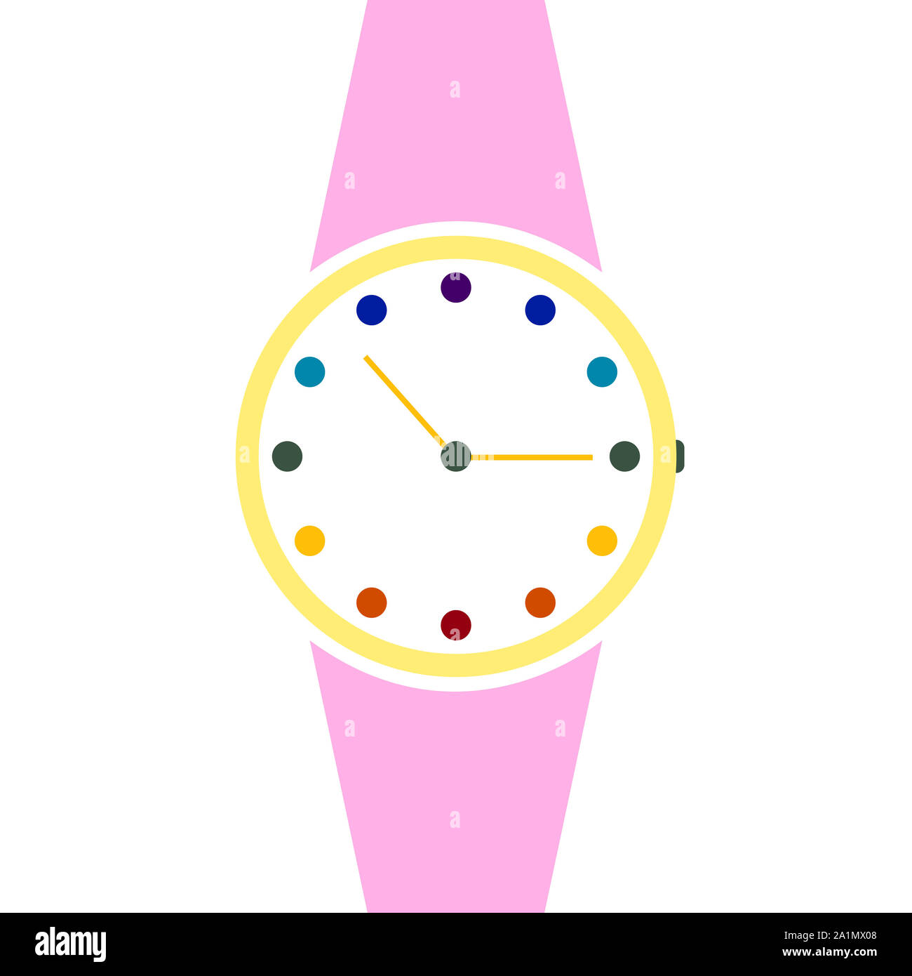 Vector analog clock on a wrist icon. Symbol of time management ...