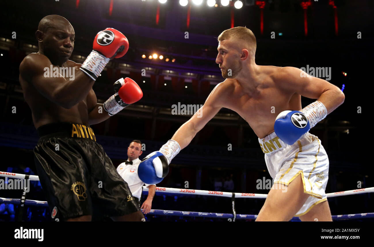 Lewis Edmondson (right) in action against Gianni Antoh during their ...