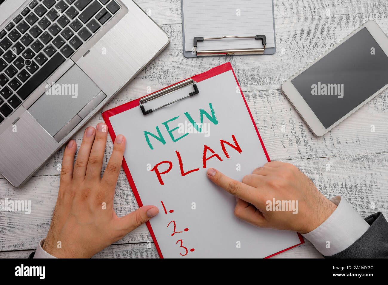 Conceptual hand writing showing New Plan. Concept meaning Start of a ...