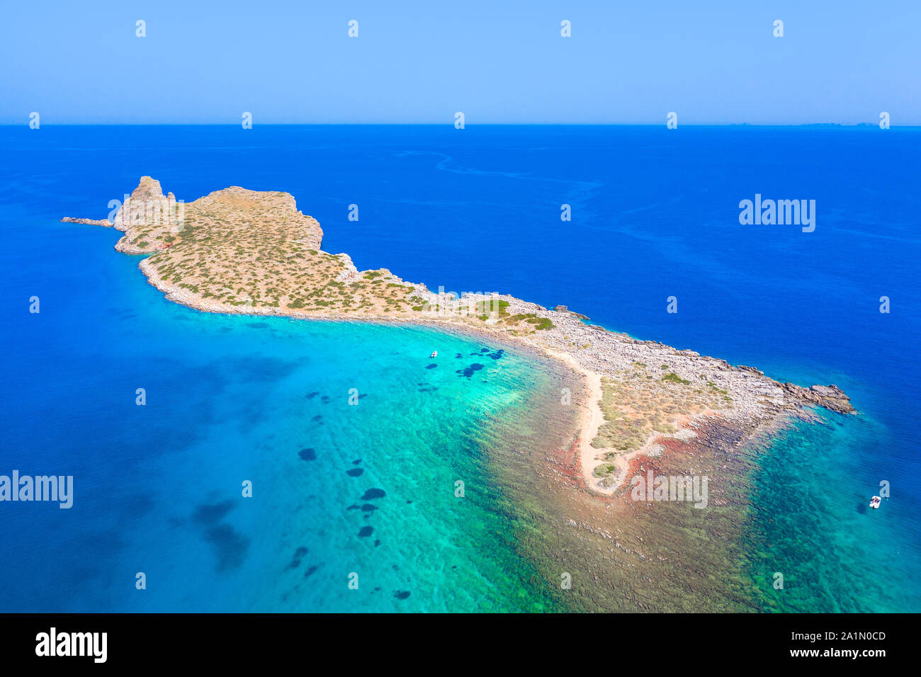 Glaronisi island near the amazing beach of Kolokitha, Elounda, Crete ...