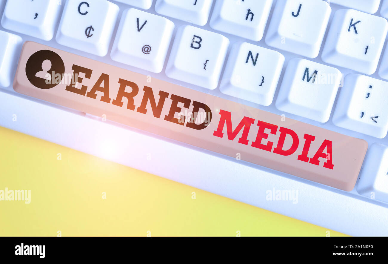 Text sign showing Earned Media. Business photo showcasing publicity ...