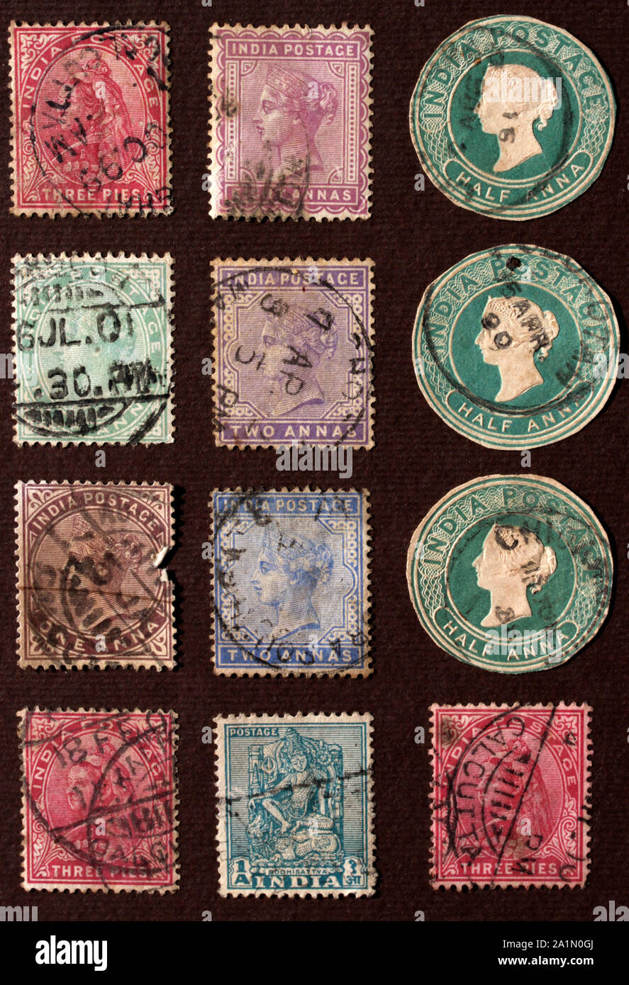 Close up of Old Postal Stamp Album Stock Photo - Alamy