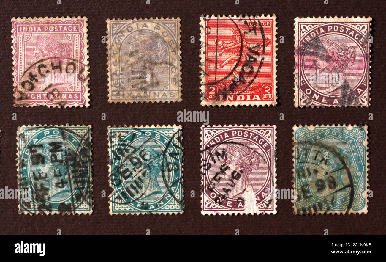 Close up of Old Postal Stamp Album Stock Photo - Alamy