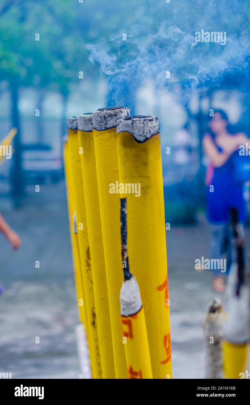 thick incense sticks at a Buddhist temple Stock Photo - Alamy