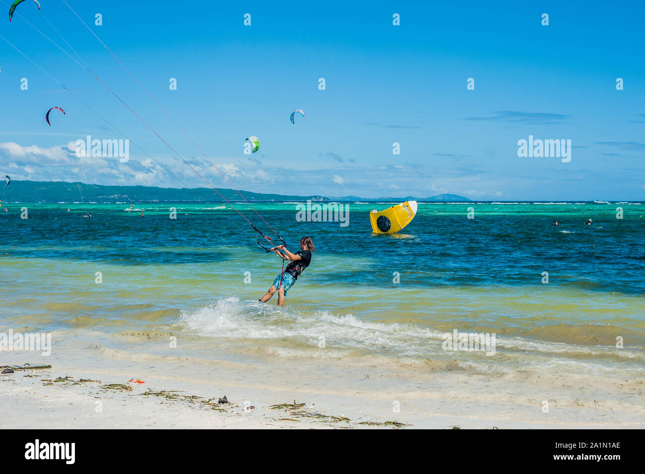 Kite surfing on Boracay Stock Photo - Alamy