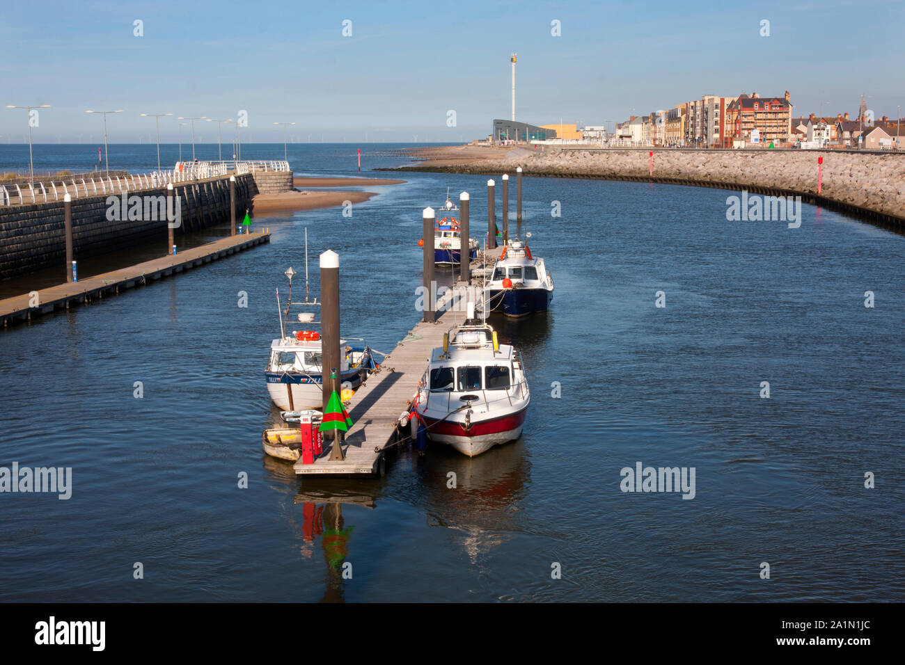 boats moored in Foryd (Voryd) harbour, Rhyl, Denbighshire, N. Wales ...