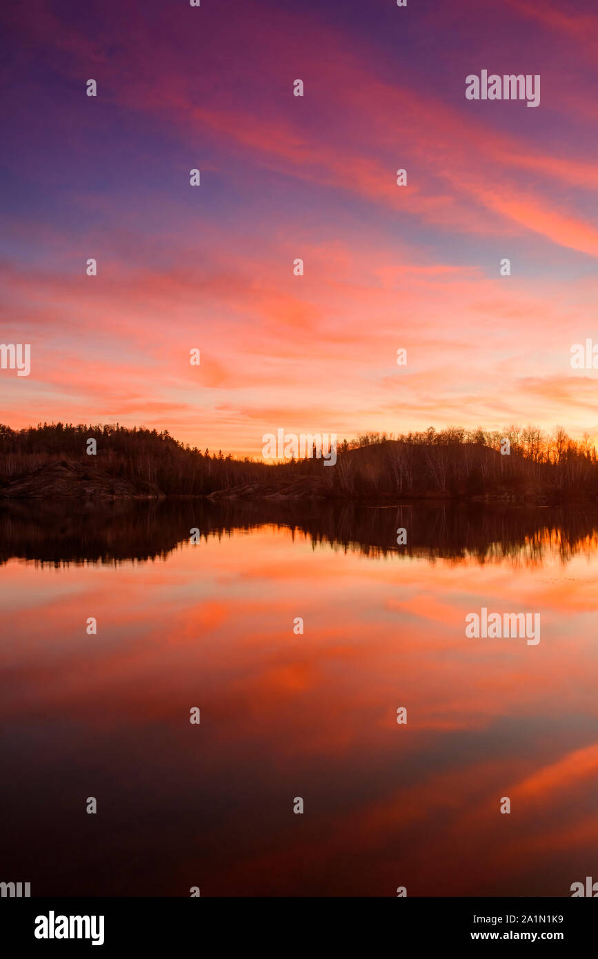 Simon Lake at sunset, Greater Sudbury, Ontario, Canada Stock Photo - Alamy