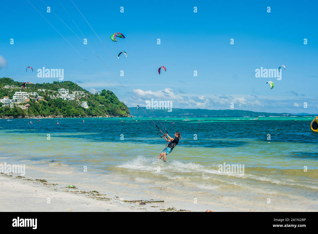 Kite surfing on Boracay Stock Photo - Alamy