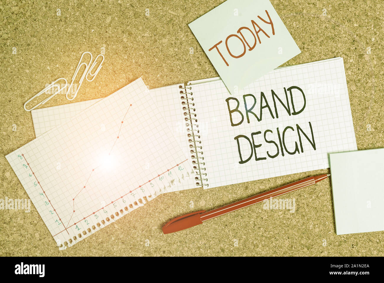 Writing note showing Brand Design. Business concept for visual elements ...