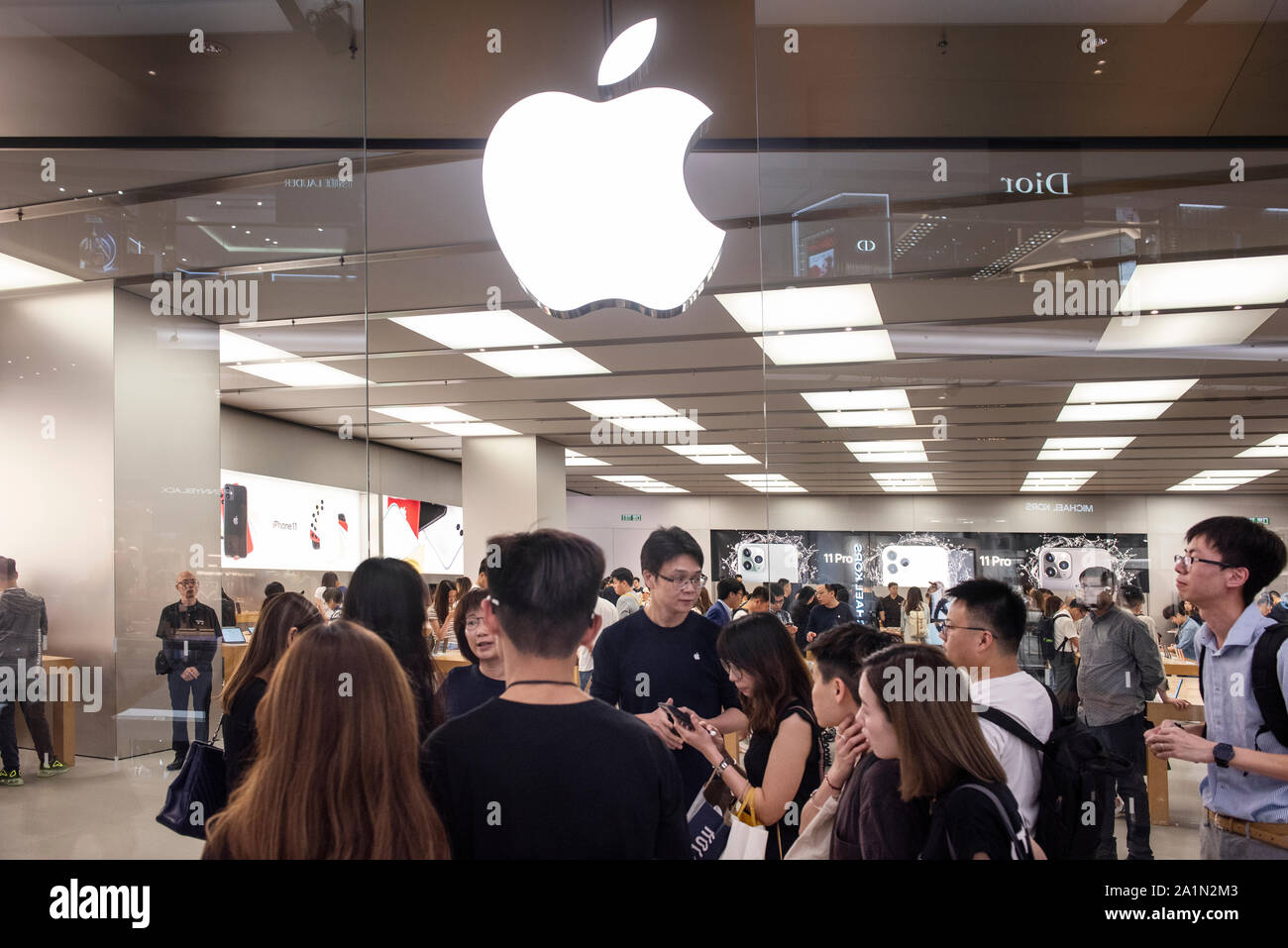 Clients try to enter at the American multinational technology company ...