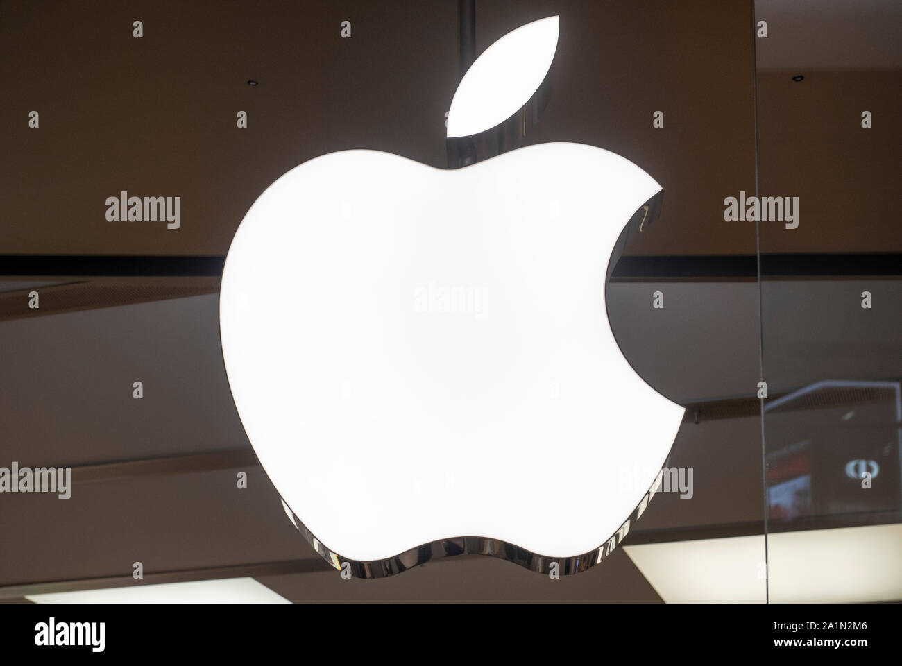 American multinational technology company Apple store and logo seen in ...