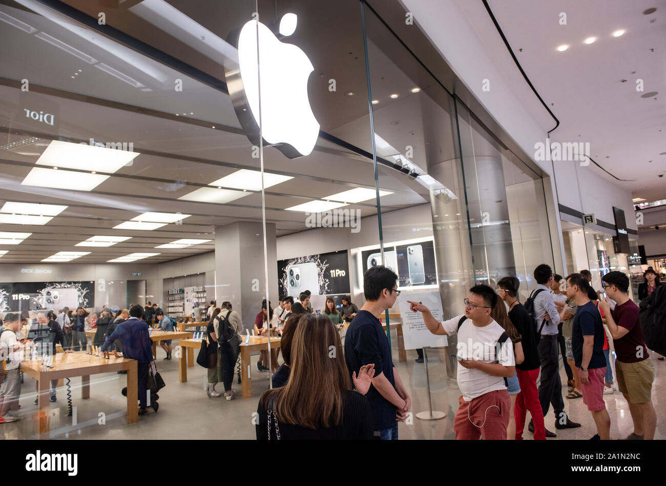 Clients try to enter at the American multinational technology company ...