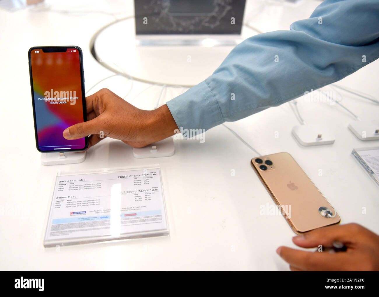 An Apple iPhone11 is seen on display at South City Mall in Kolkata ...