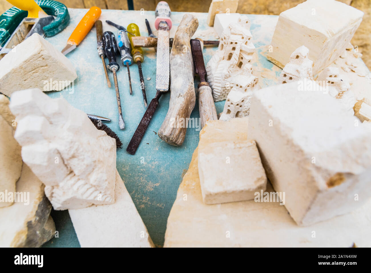 Tools for carving stone Stock Photo - Alamy