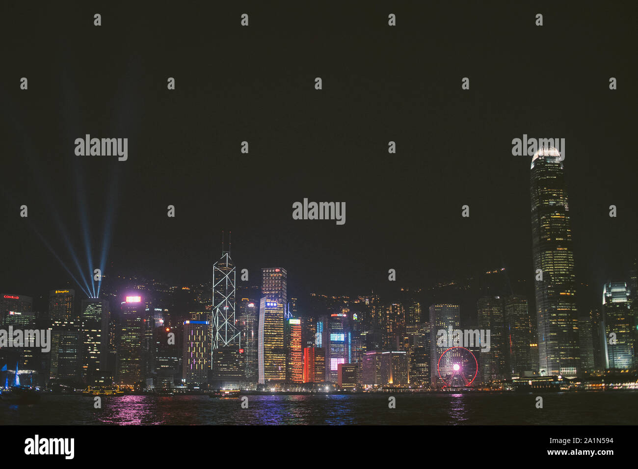 Harbor hong kong skyline exhibition centre night lights hi-res stock photography and images - Alamy