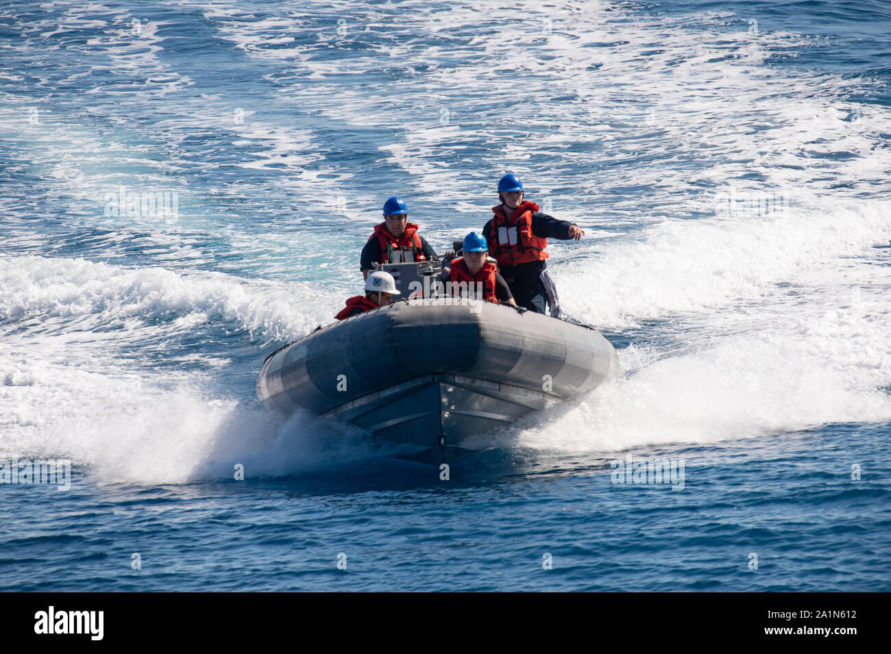190924-N-QD512-0065 ATLANTIC OCEAN (Sept. 24, 2019) Sailors pilot a ...
