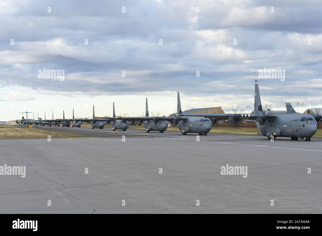 Mobility aircraft taxi in a formation known as an "Elephant Walk ...