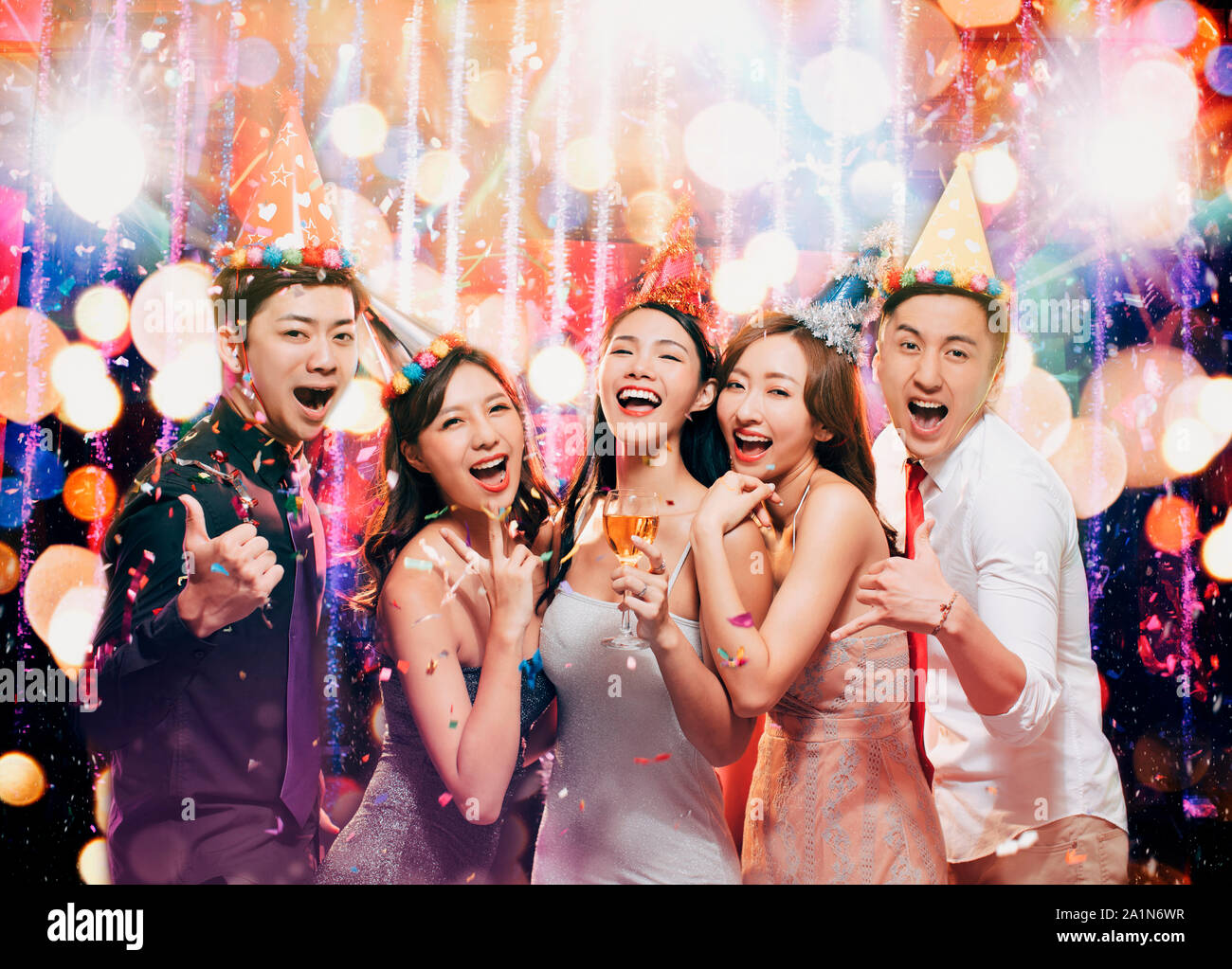 happy young group enjoy birthday party in night club Stock Photo - Alamy