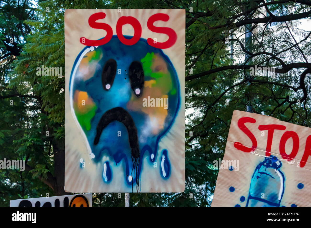 Signs at protest against climate change Stock Photo - Alamy