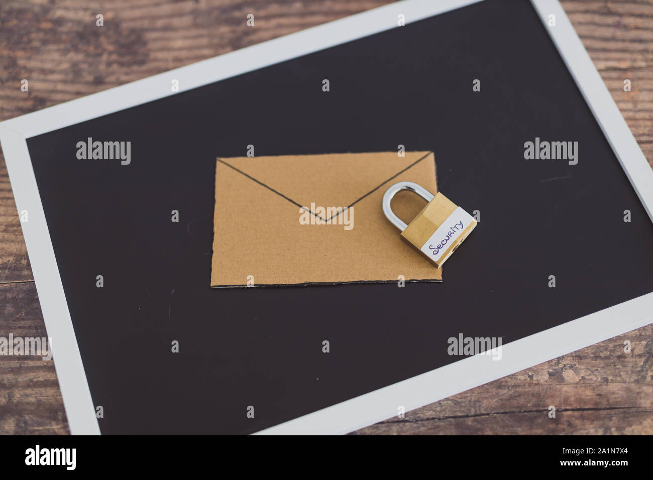 internet security and user privacy concept, email envelope miniature on ...