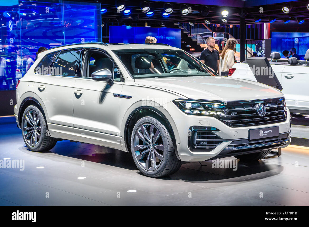 FRANKFURT, GERMANY - SEPT 2019: silver VOLKSWAGEN VW TOUAREG R-LINE ...