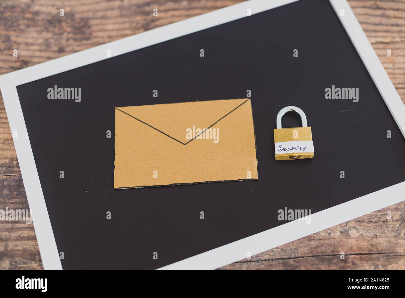 internet security and user privacy concept, email envelope miniature on ...
