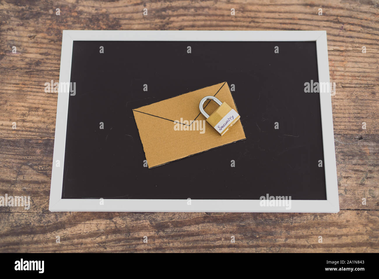 internet security and user privacy concept, email envelope miniature on ...