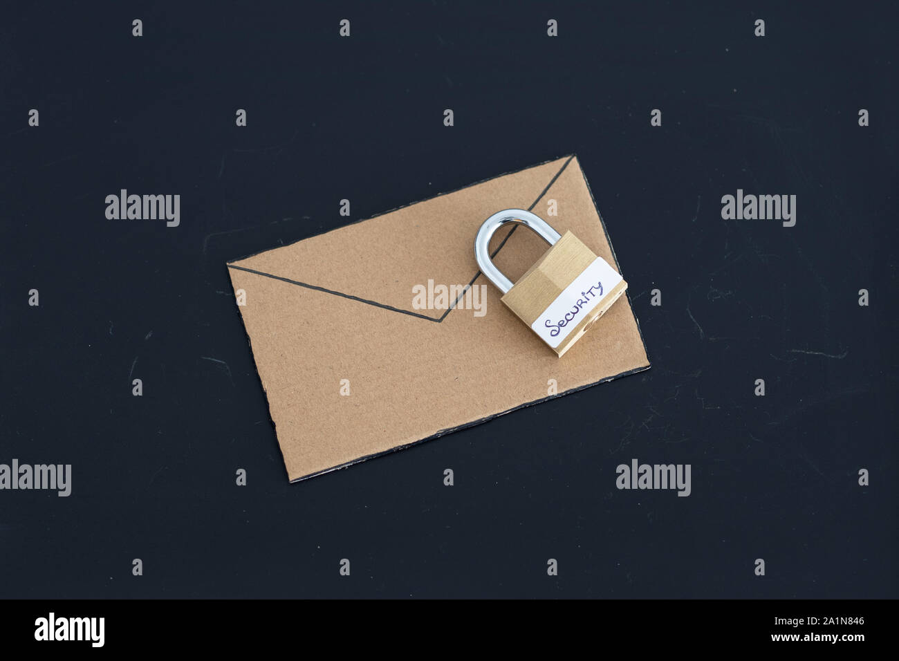 internet security and user privacy concept, email envelope miniature on ...