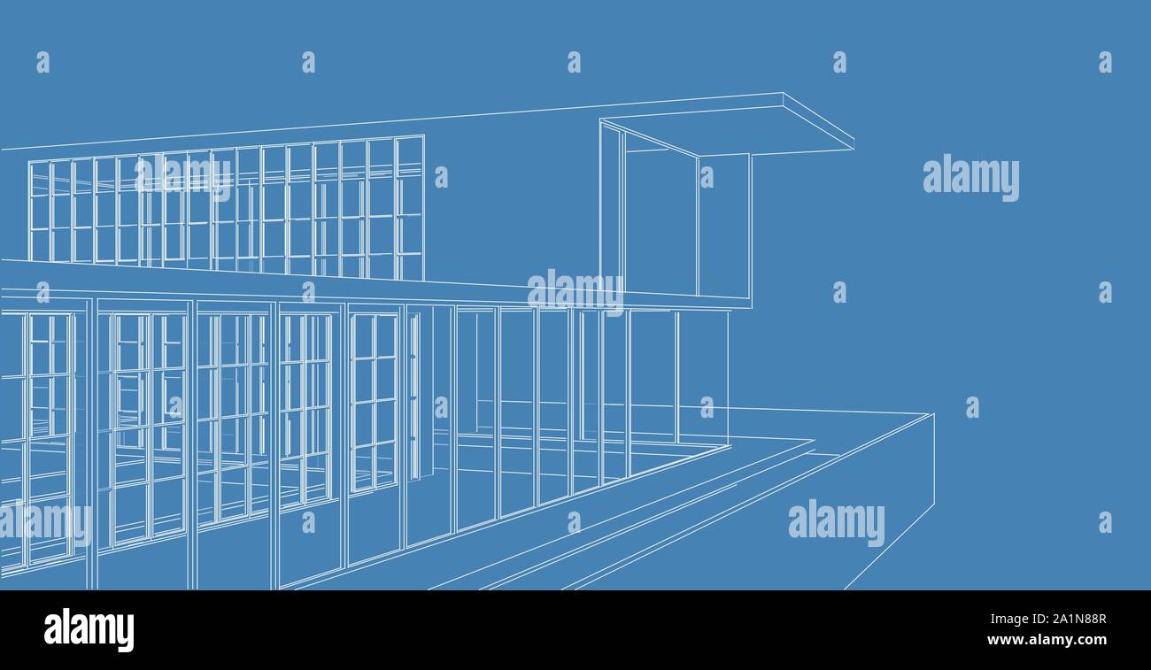 Modern architecture wireframe. Concept of urban wireframe. Wireframe ...