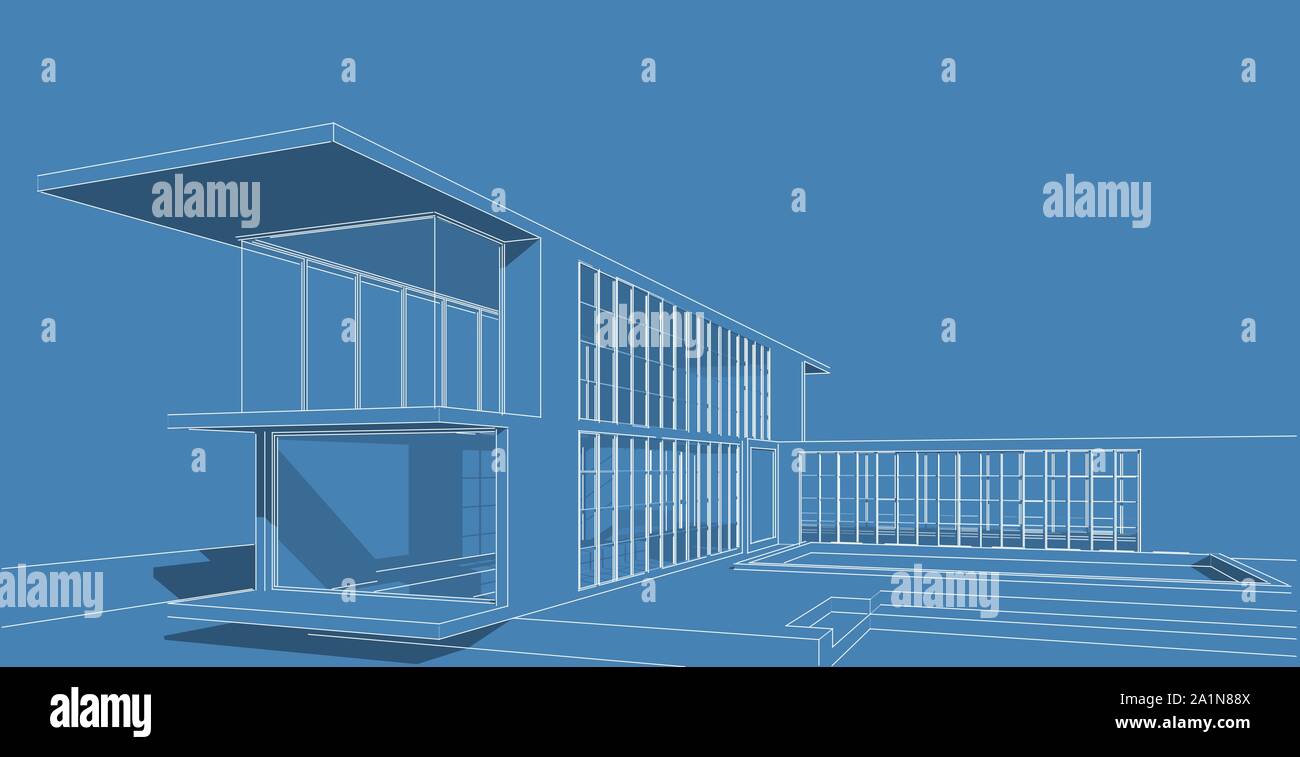 Modern architecture wireframe. Concept of urban wireframe. Wireframe ...