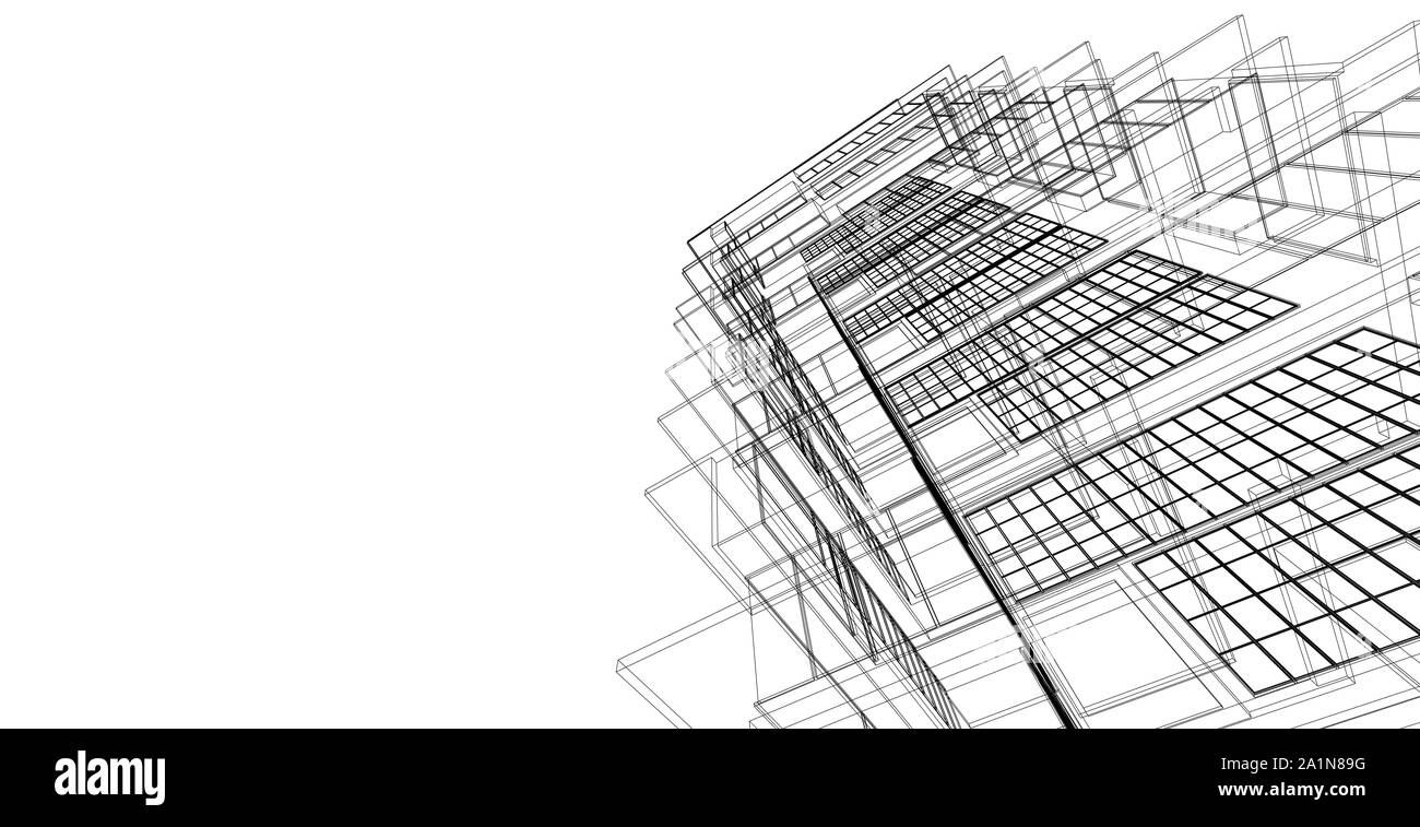 Modern architecture wireframe. Concept of urban wireframe. Wireframe ...
