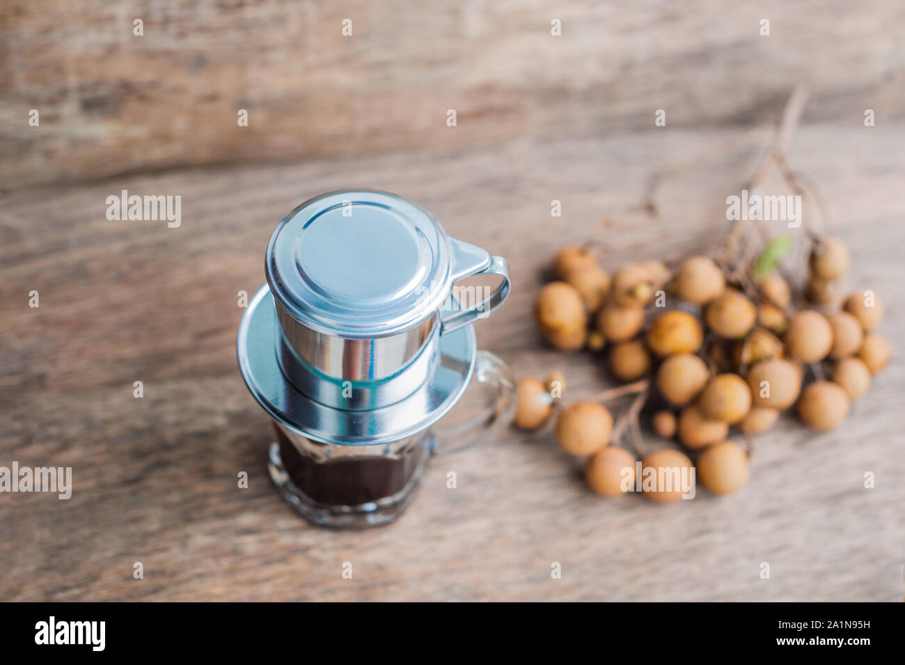 'Phin' traditional Vietnamese coffee maker, place on the top of glass ...