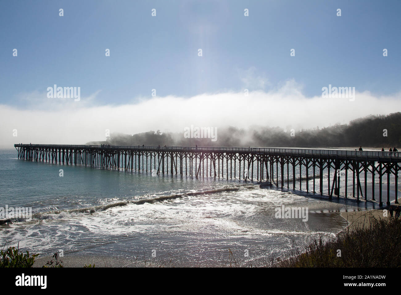 Fog over ocean near San Simeon Pier Stock Photo - Alamy