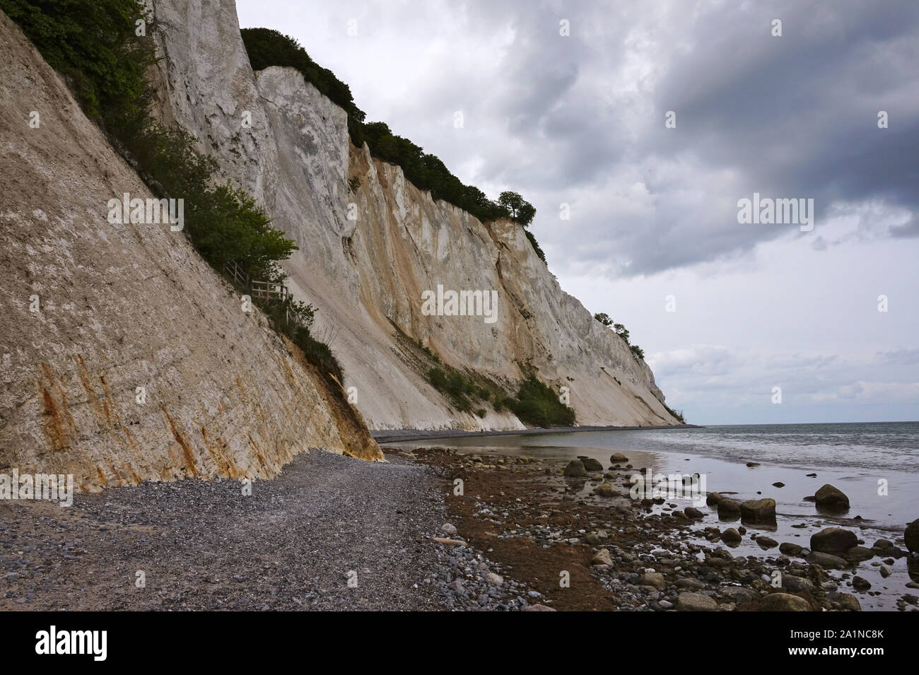 View of the Mon Cliffs from the beach. Mon cliffs are chalk cliff is ...